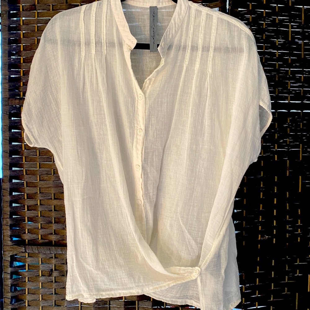 Raquel Allegra's Pleat Blouse In White - Gem